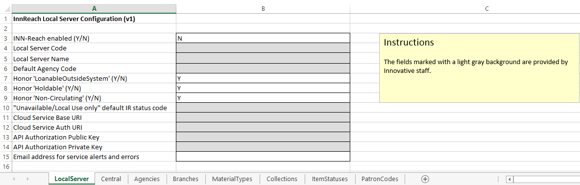 INN-Reach Configuration and Mapping Spreadsheet